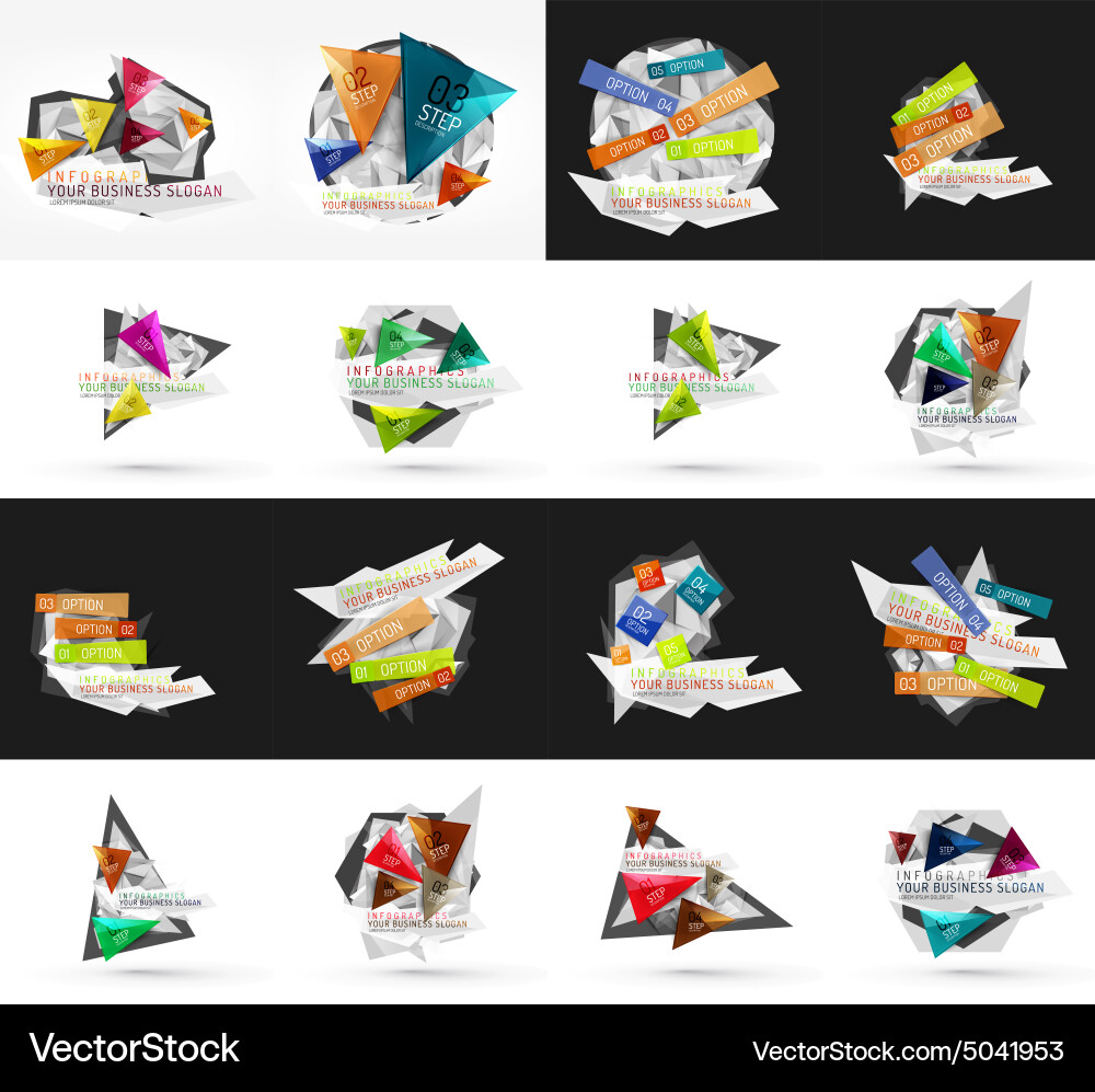Set light paper design option infographic Vector Image