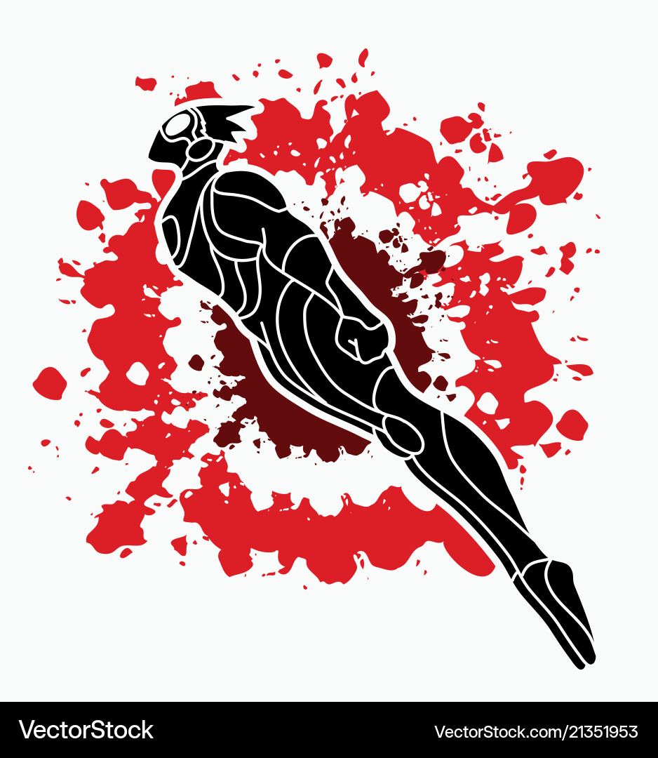 Superhero flying action cartoon Royalty Free Vector Image