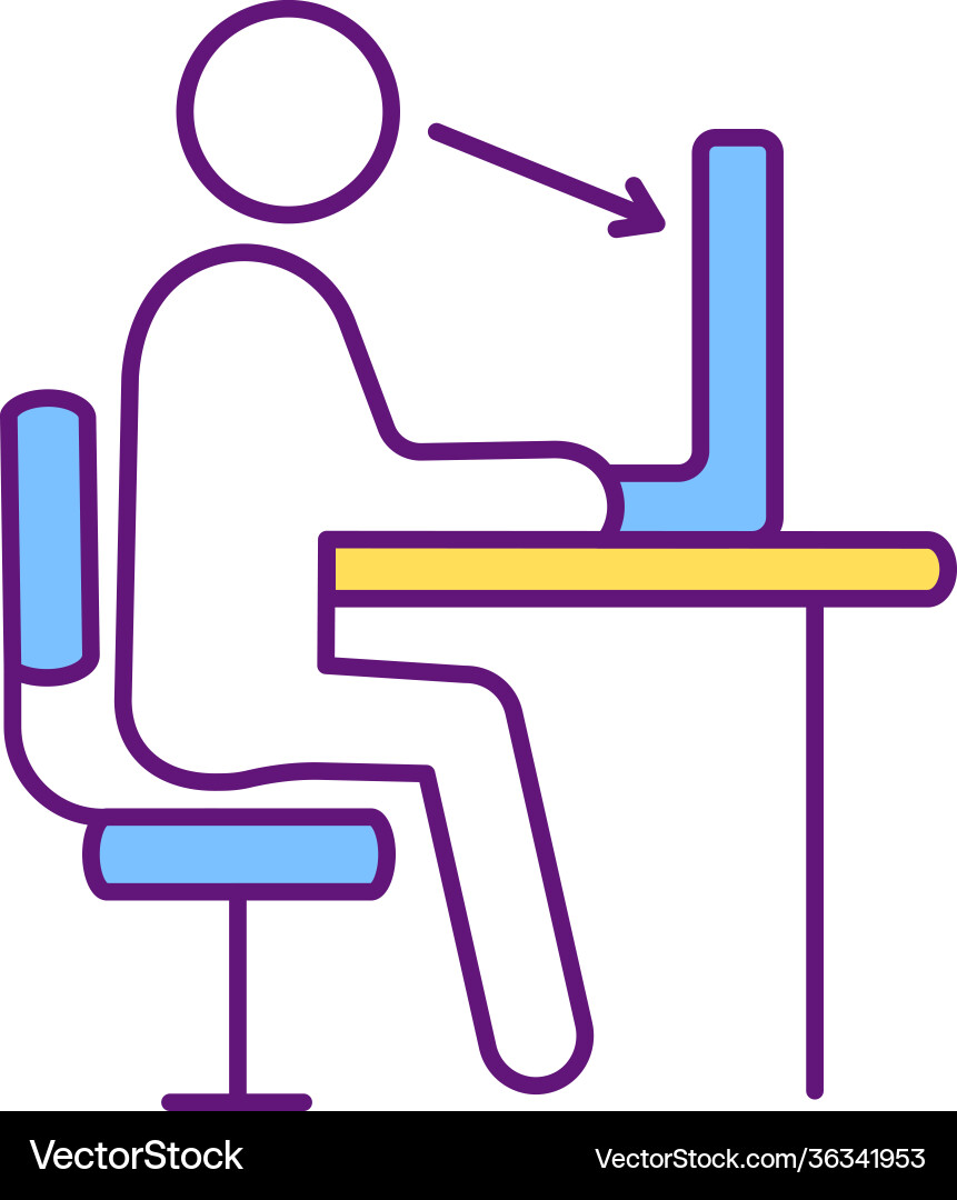 Workplace ergonomics rgb color icon Royalty Free Vector