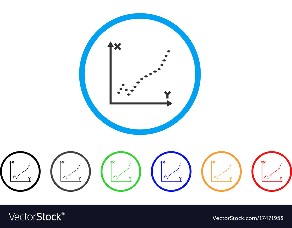 Dotted function plot rounded icon Royalty Free Vector Image