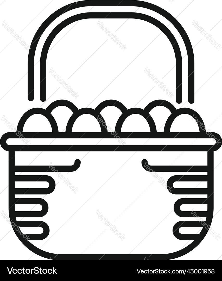 Egg basket icon outline eco farm Royalty Free Vector Image