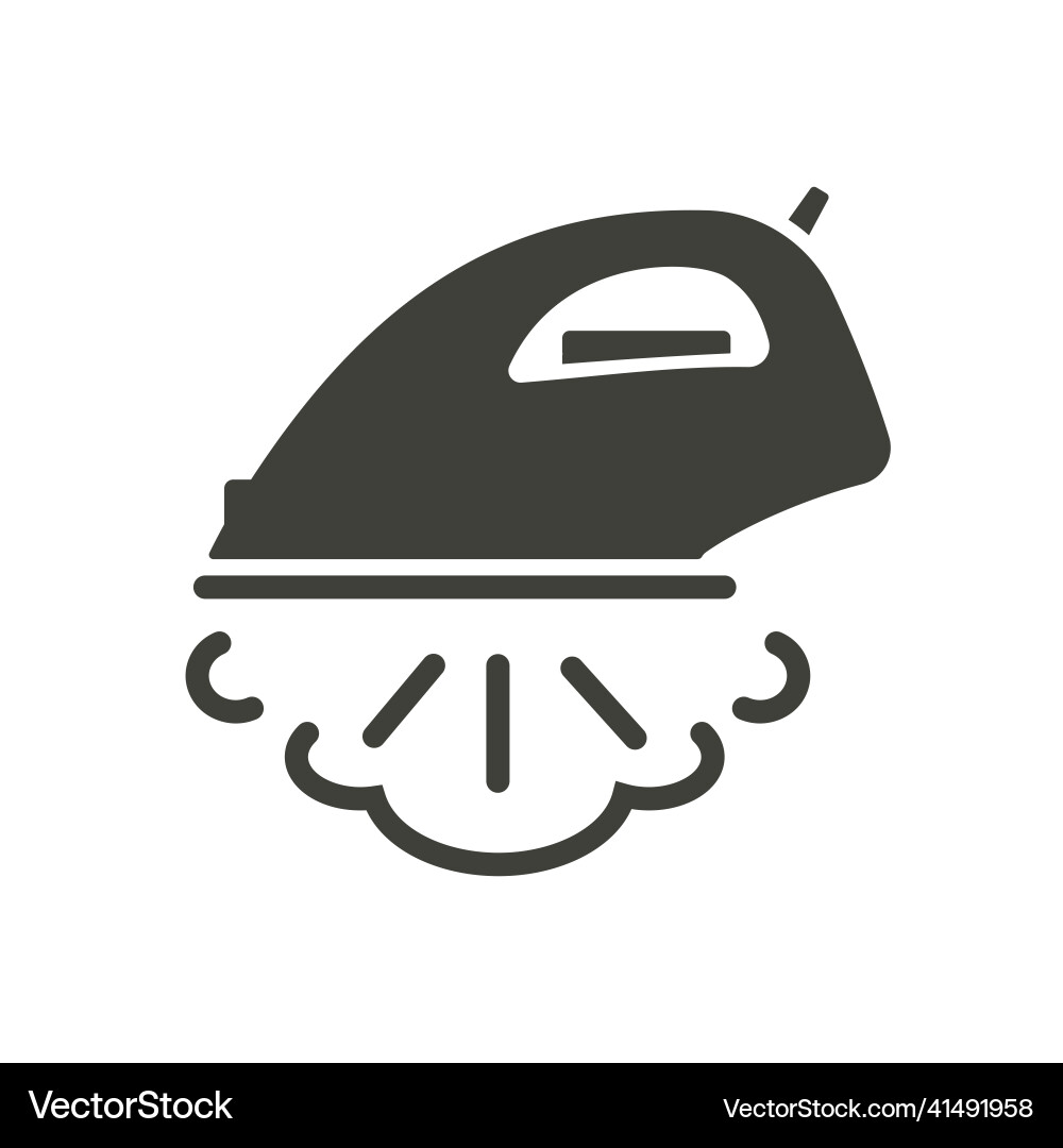 Electric iron generating steam black icon Vector Image