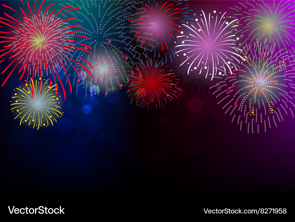 Fireworks and happy new year Royalty Free Vector Image