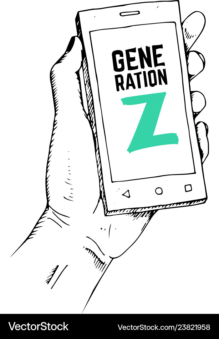 Generation z concept drawn hand with smartphone Vector Image