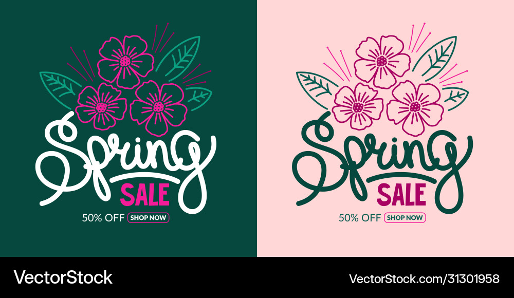 Hand written word spring sale background Vector Image
