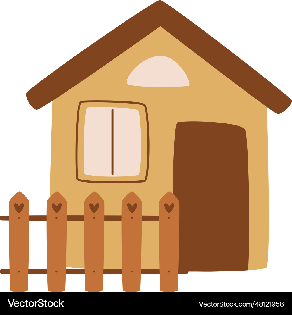 House with fence Royalty Free Vector Image - VectorStock