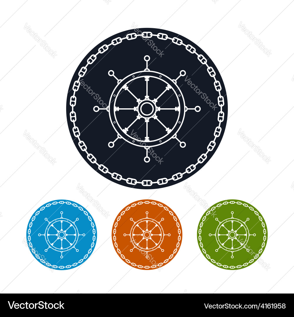 Icon ships wheel and chain Royalty Free Vector Image