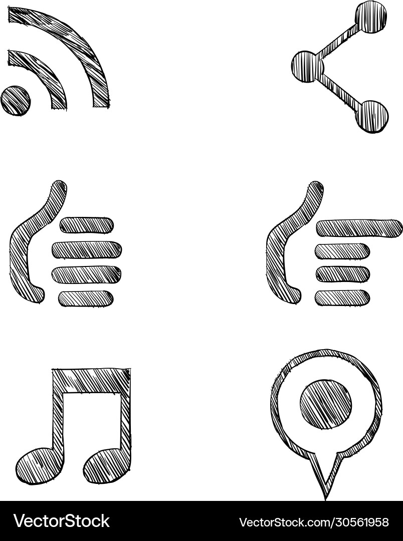 Icons are drawn hand set Royalty Free Vector Image