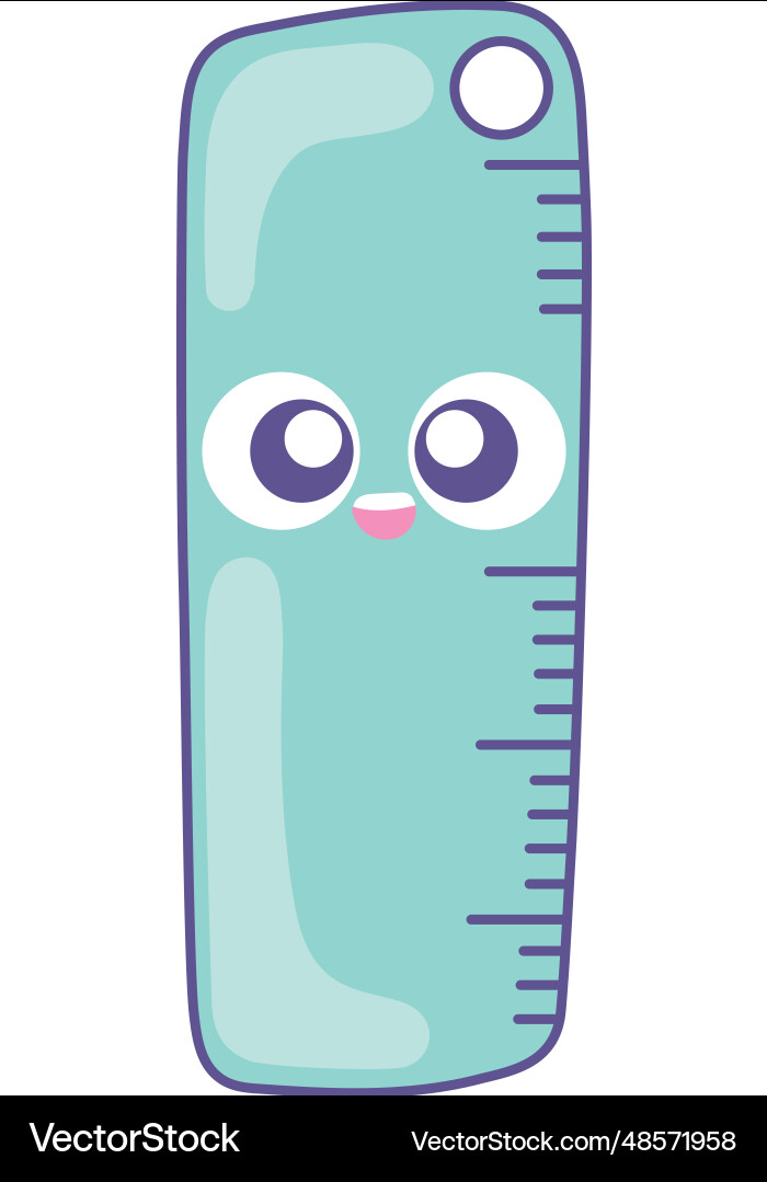 Kawaii school supply ruler Royalty Free Vector Image
