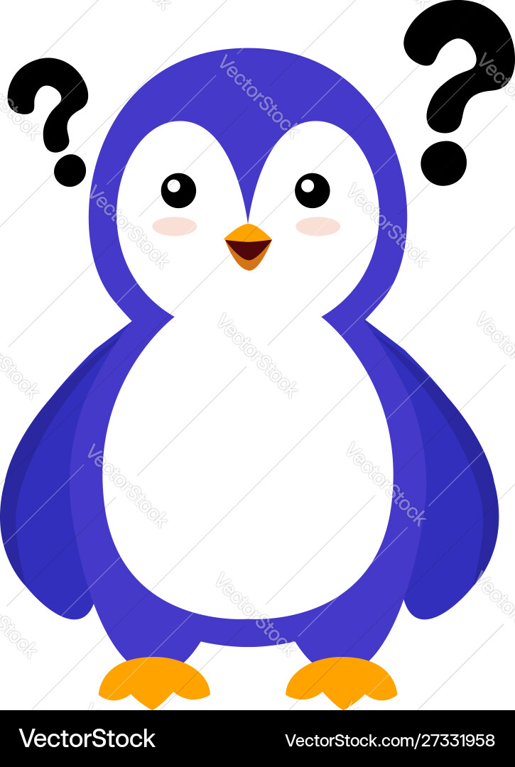 Penguin with question mark on white background Vector Image