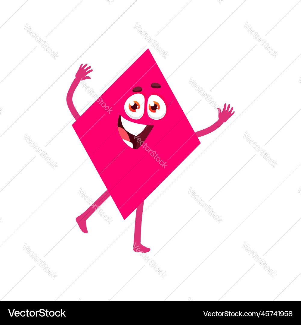 Rhombus math shape character with happy laugh face