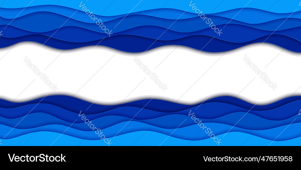 Sea paper cut ocean water waves horizontal frame Vector Image