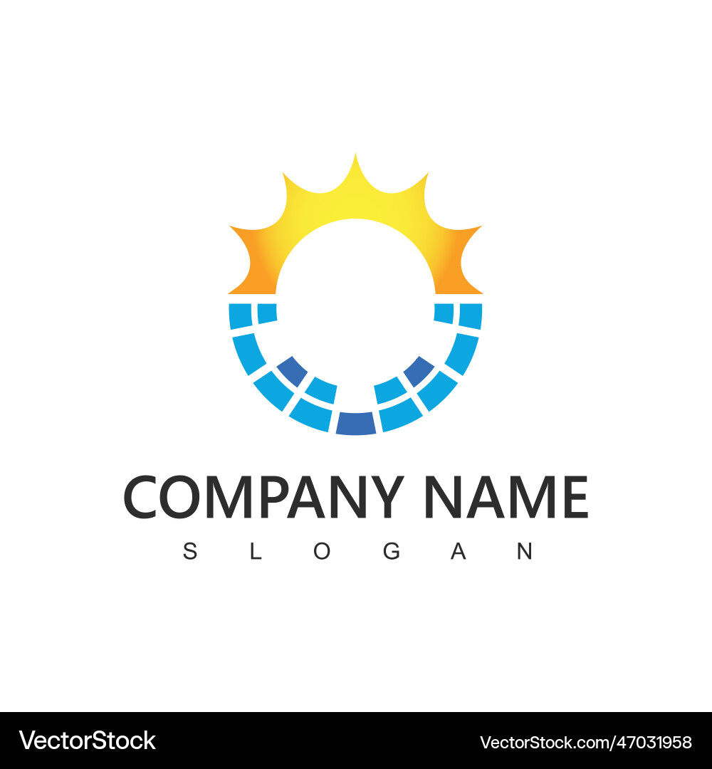 Solar cell logo renewable energy symbol using sun Vector Image