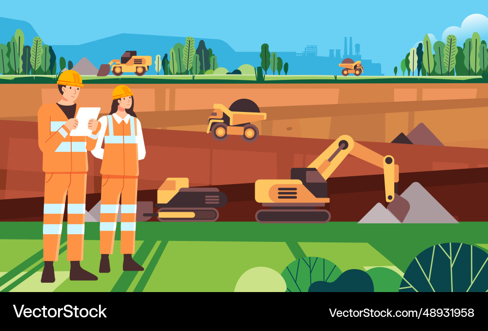 Two project officers are controlling the mine Vector Image