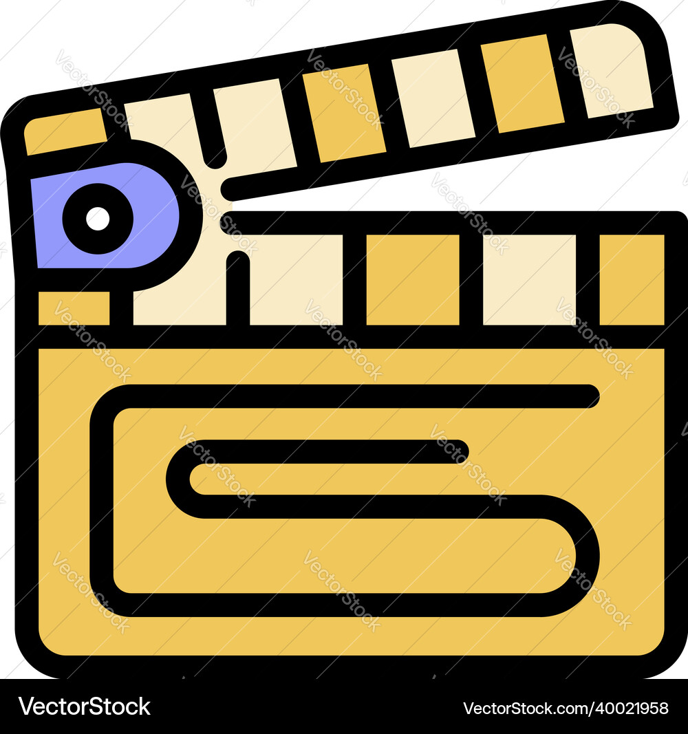 Video clapper icon color outline Royalty Free Vector Image