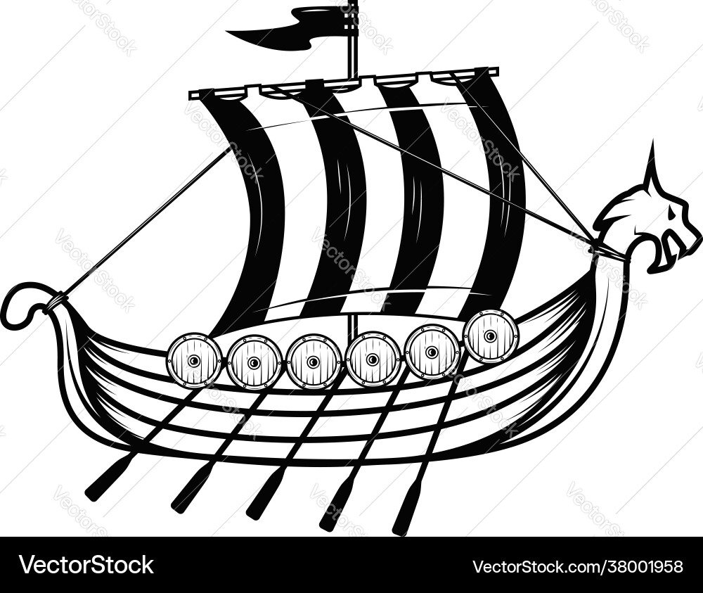 Vikings ship drakkar design element for poster Vector Image