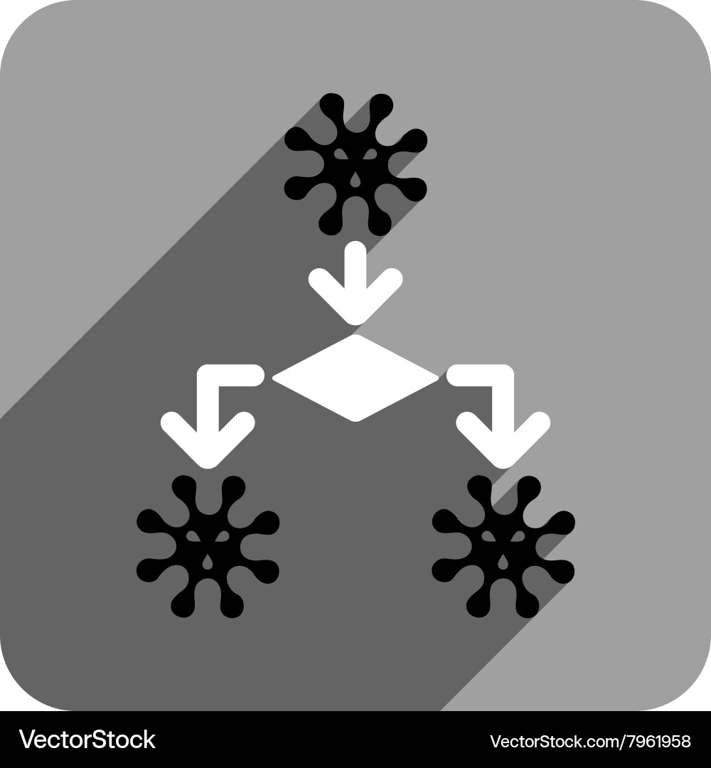 Virus reproduction flat square icon with long Vector Image