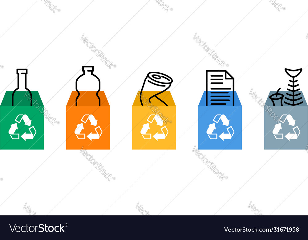 Waste sorting icons set Royalty Free Vector Image Waste sorting icons set Royalty Free Vector Image
