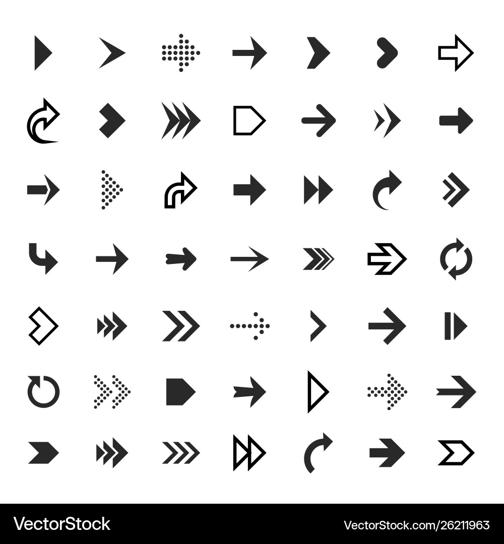 Arrows collection black arrow direction signs Vector Image