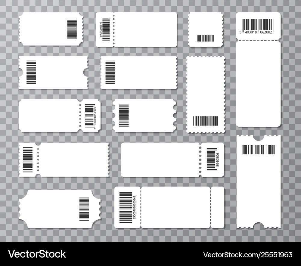 Big set ticket templates concert coupon Royalty Free Vector