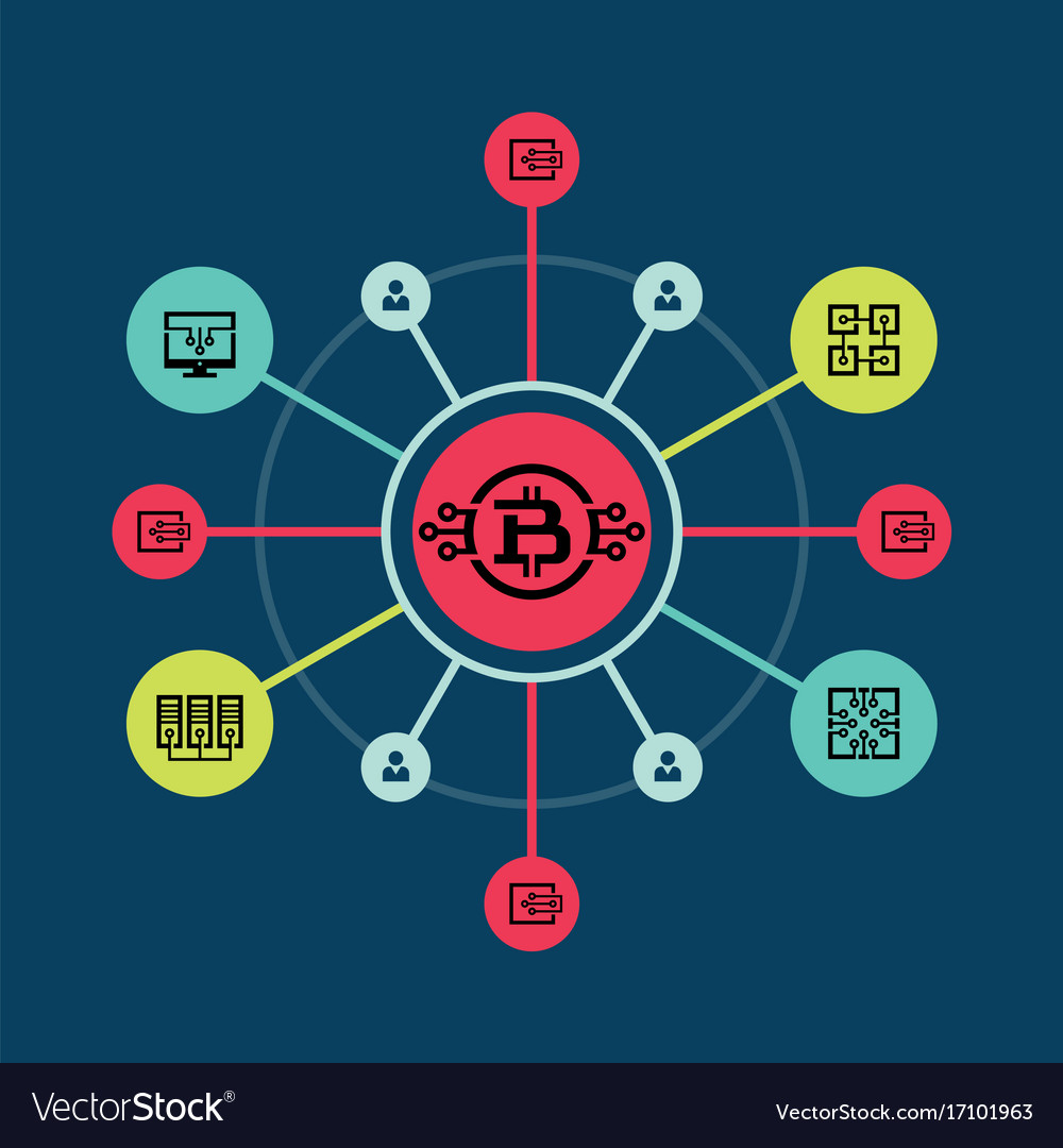 Bitcoin blockchain modern technology Royalty Free Vector