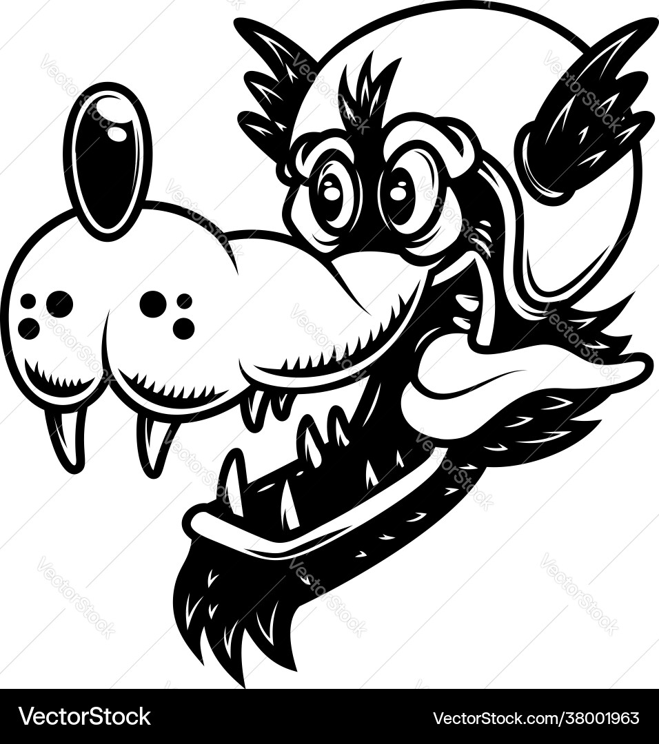 Cartoon wolf in racer helmet design element Vector Image