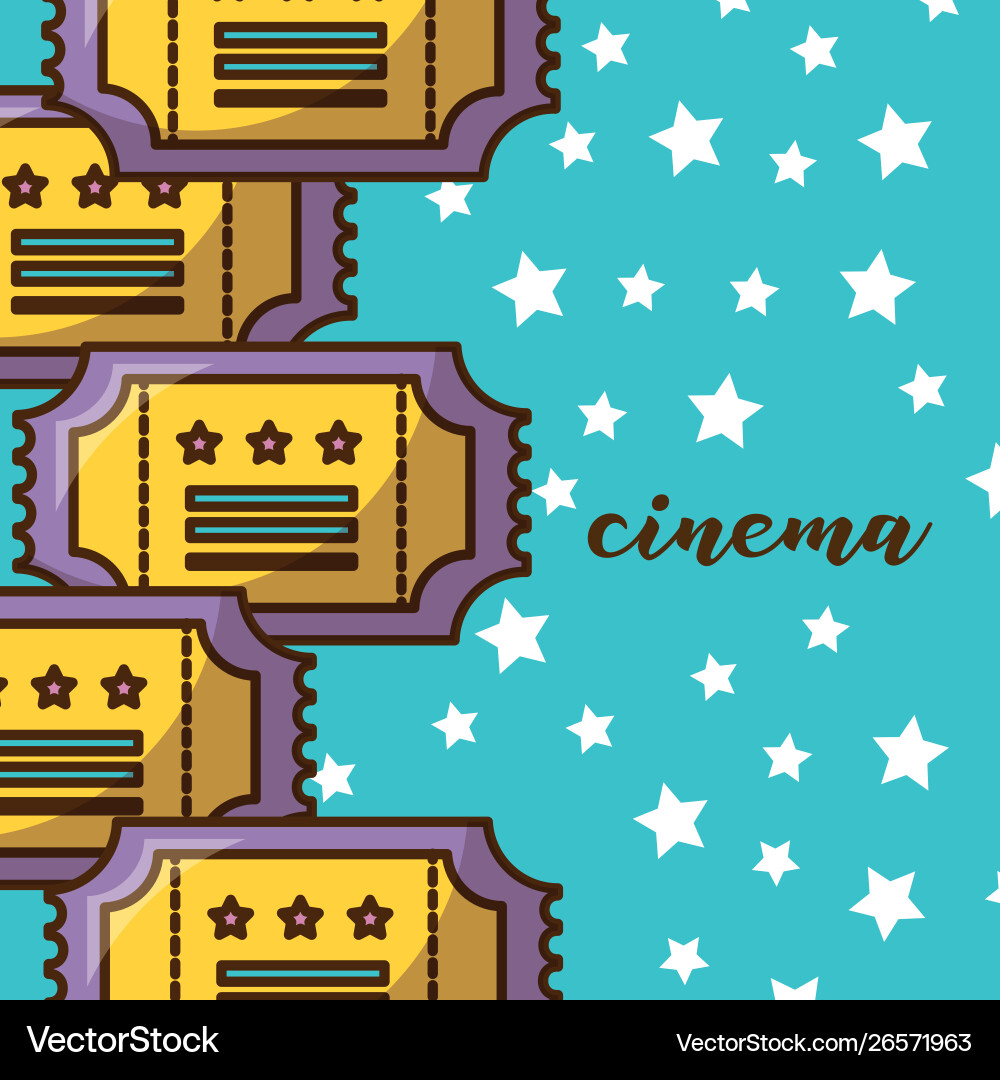 Cinema tickets over blue background design Vector Image