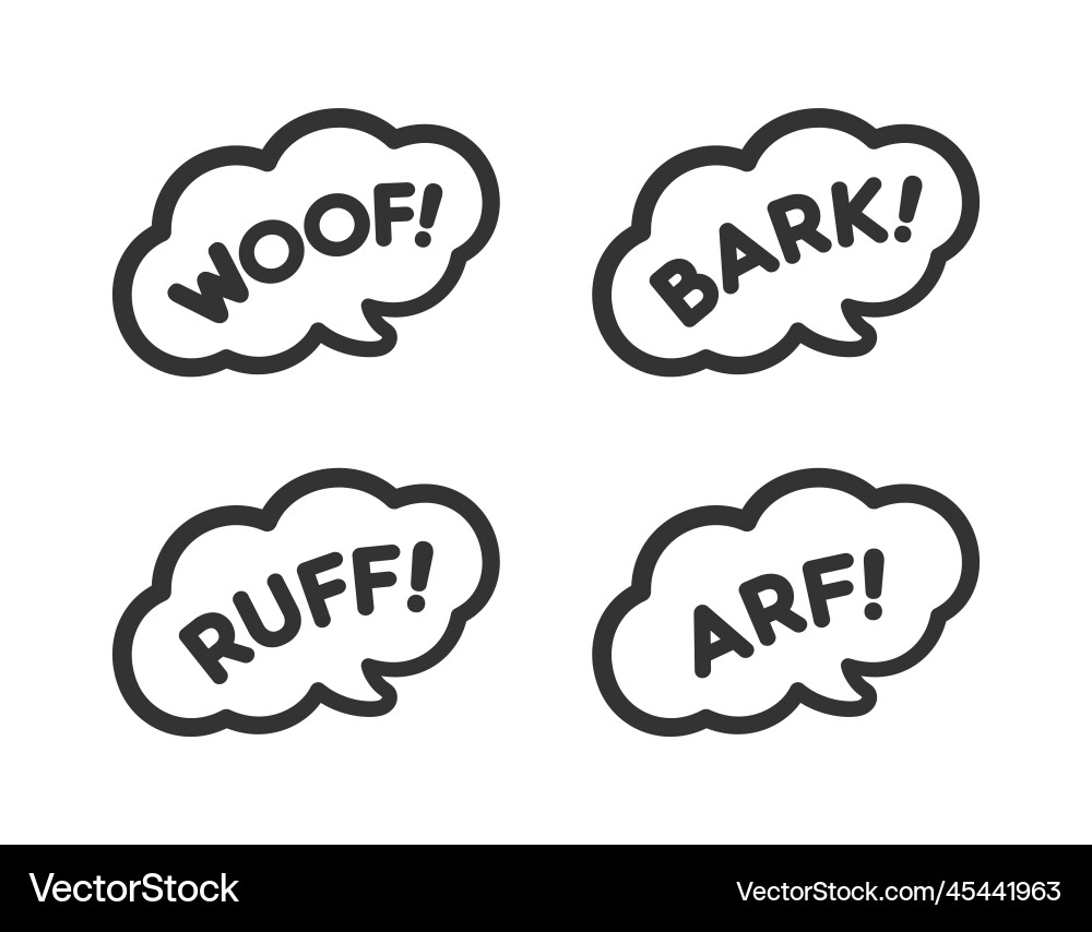 Dog bark animal sound effect text in a speech Vector Image