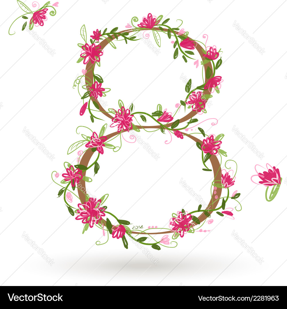 Floral number eight for your design Royalty Free Vector