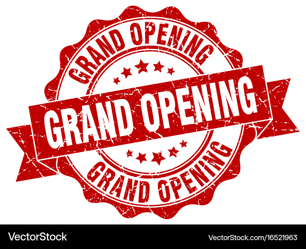 Grand opening stamp sign seal Royalty Free Vector Image
