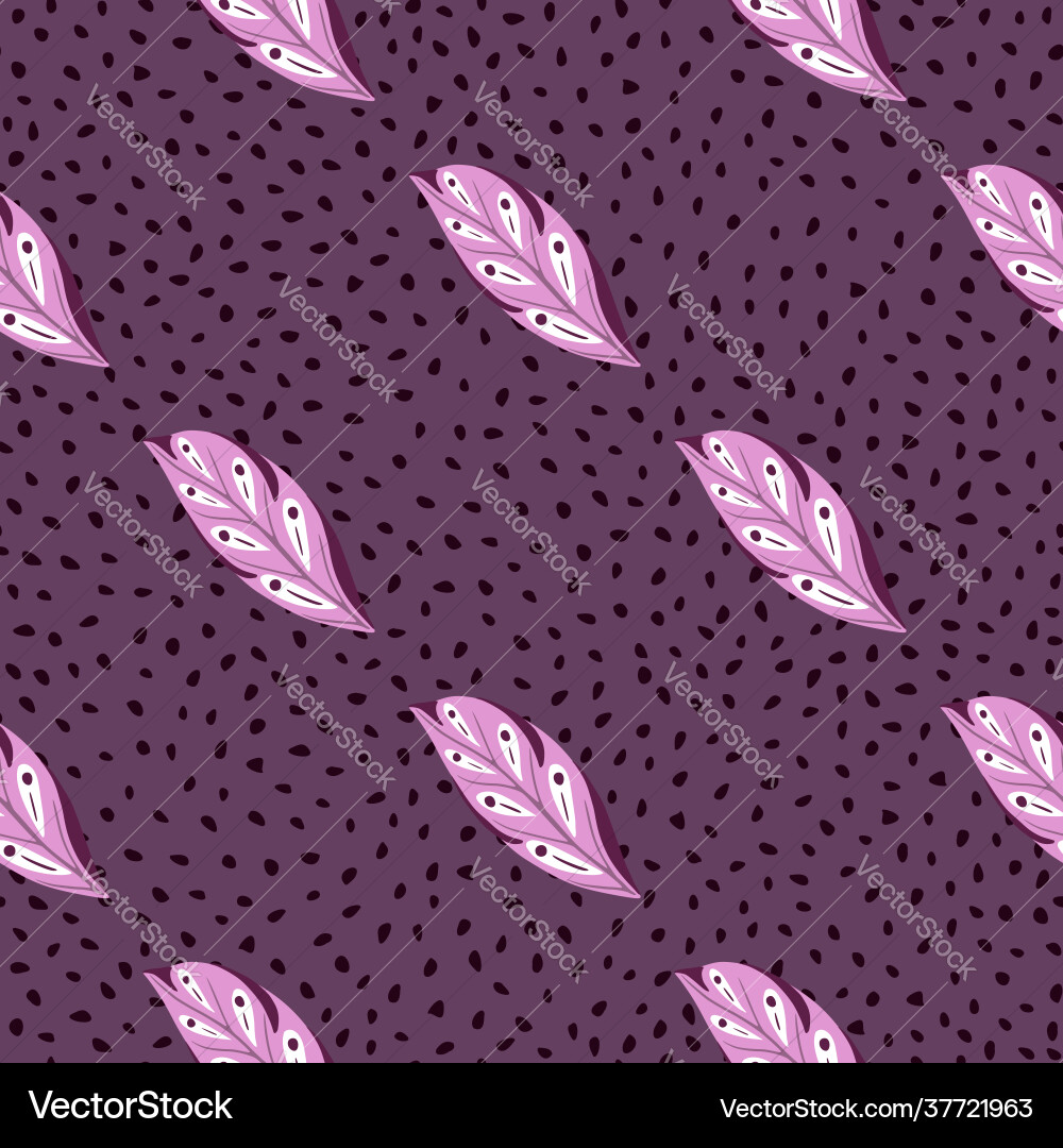 Hand drawn lilac geometric leaves seamless doodle Vector Image