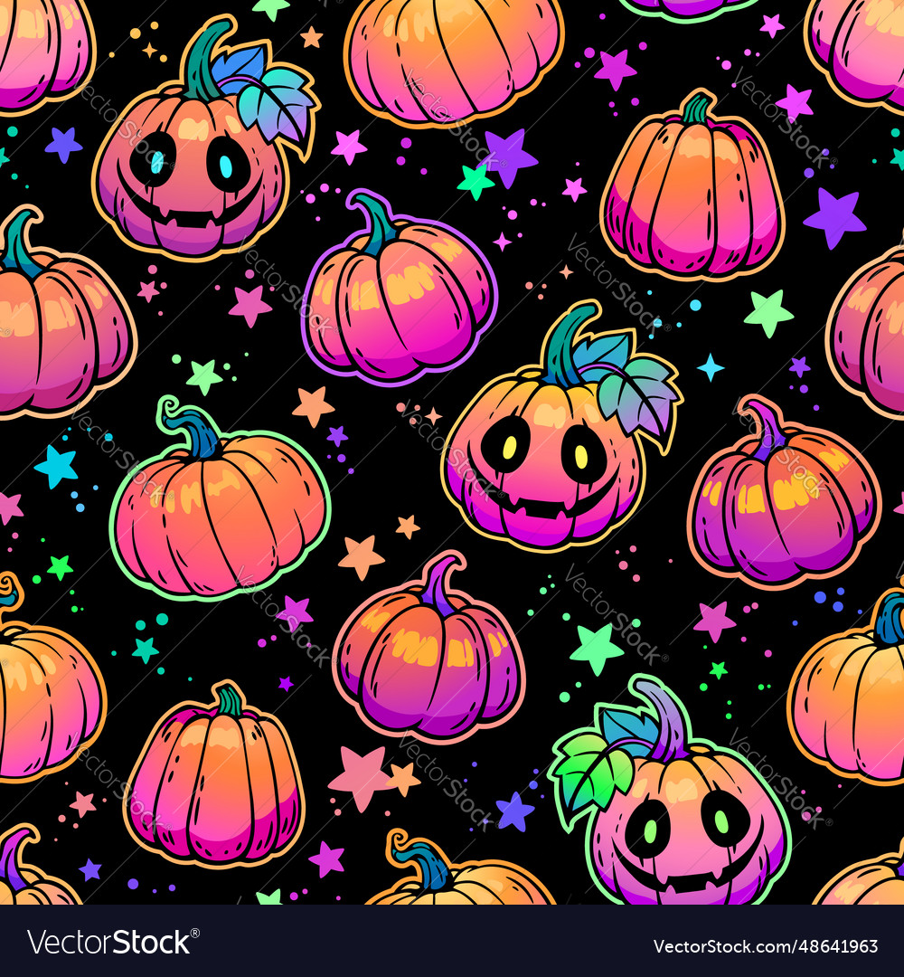 Seamless pattern of bright halloween pumpkins Vector Image