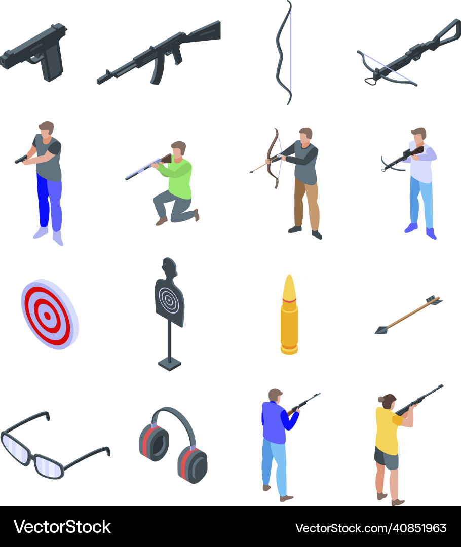 Shooting sport icons set isometric style Vector Image
