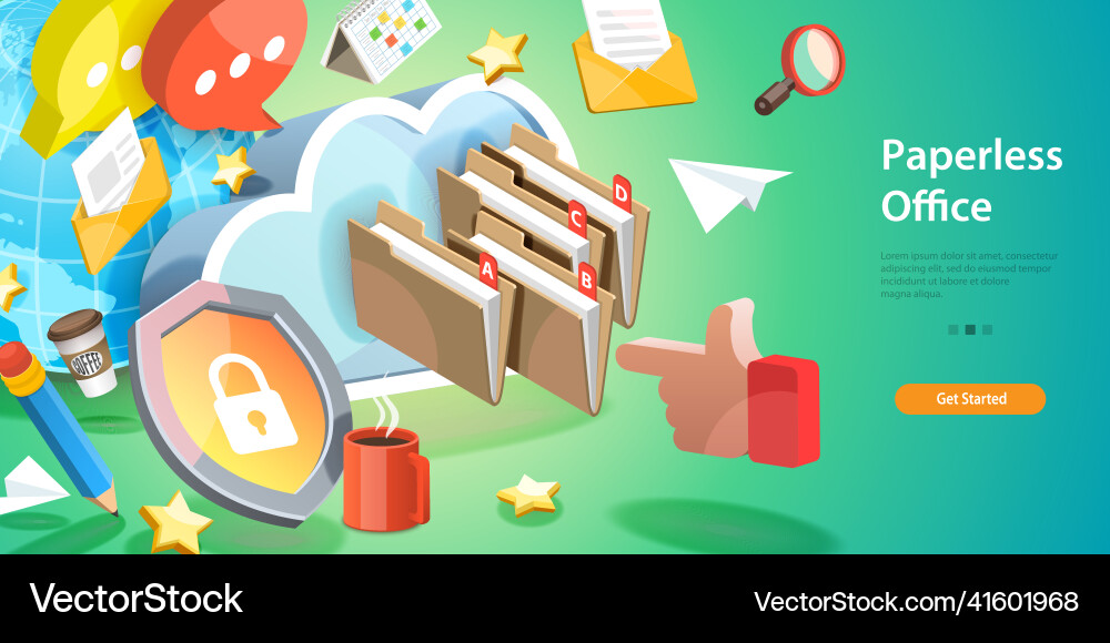 3d conceptual of paperless Royalty Free Vector Image