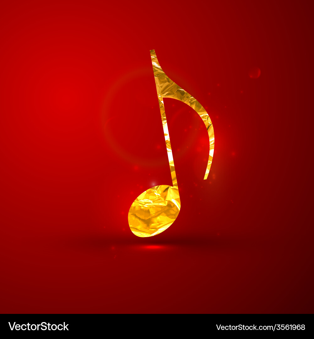 A golden metallic foil music note Royalty Free Vector Image