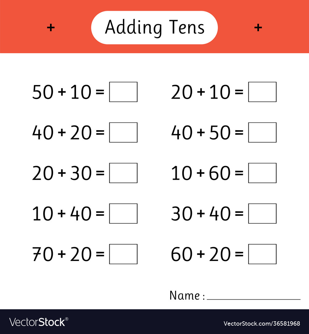 Adding tens school education development Vector Image