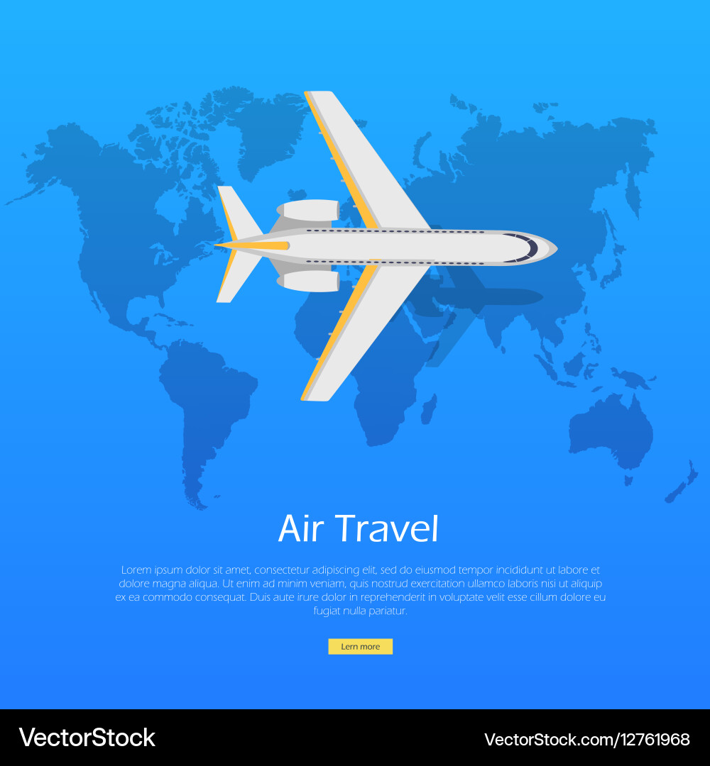 Air Travel Concept Plane on World Map Web Banner Vector Image