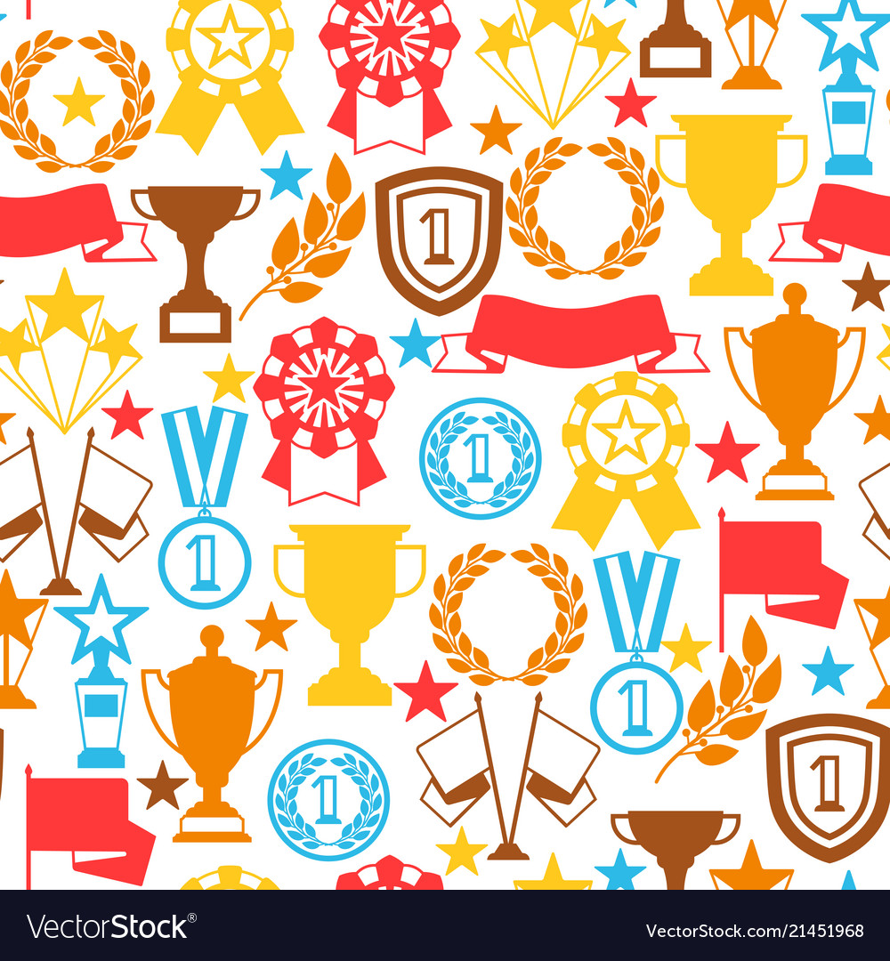 Awards and trophy seamless pattern Royalty Free Vector Image