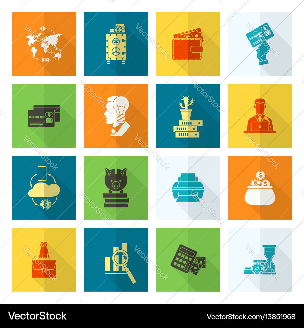 Business and finance icon set Royalty Free Vector Image
