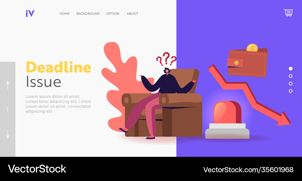 Businesswoman ignoring problem landing page Vector Image