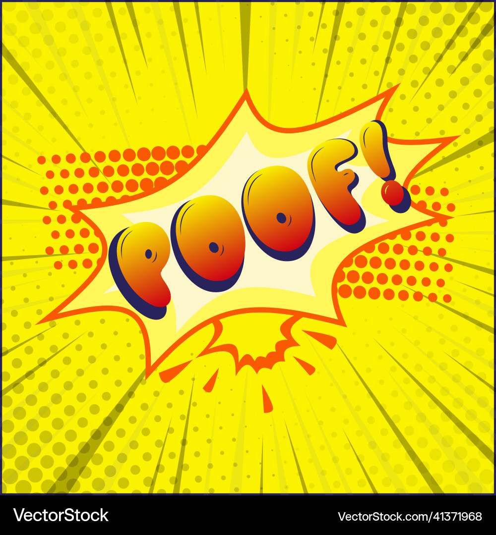 Comic lettering poof on white background Vector Image