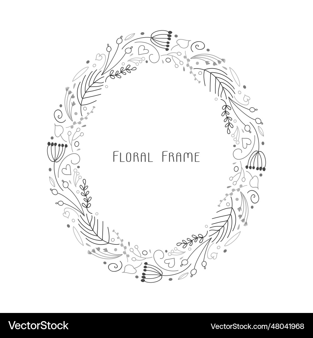 Cute frame of hand drawn botanical small Vector Image