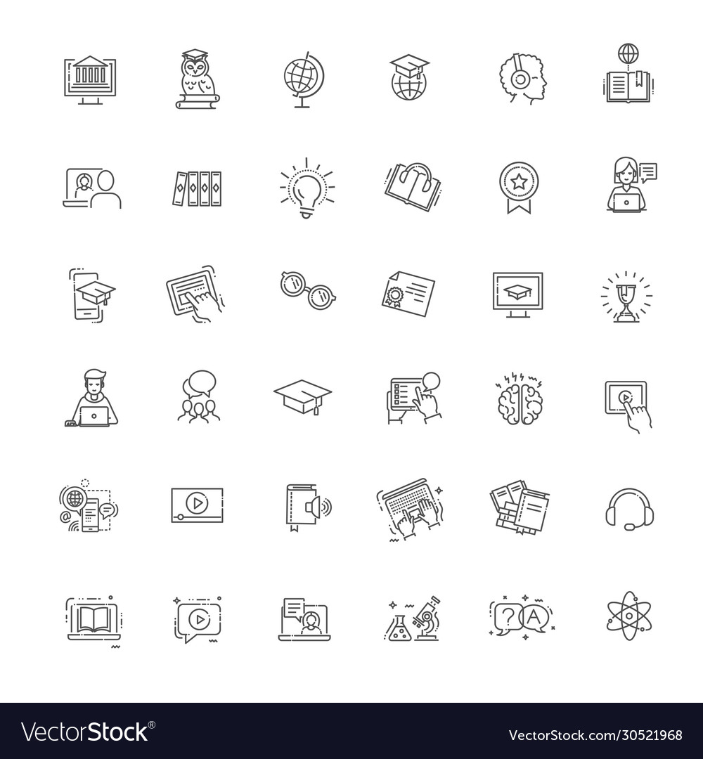 E-learning online education elements Royalty Free Vector