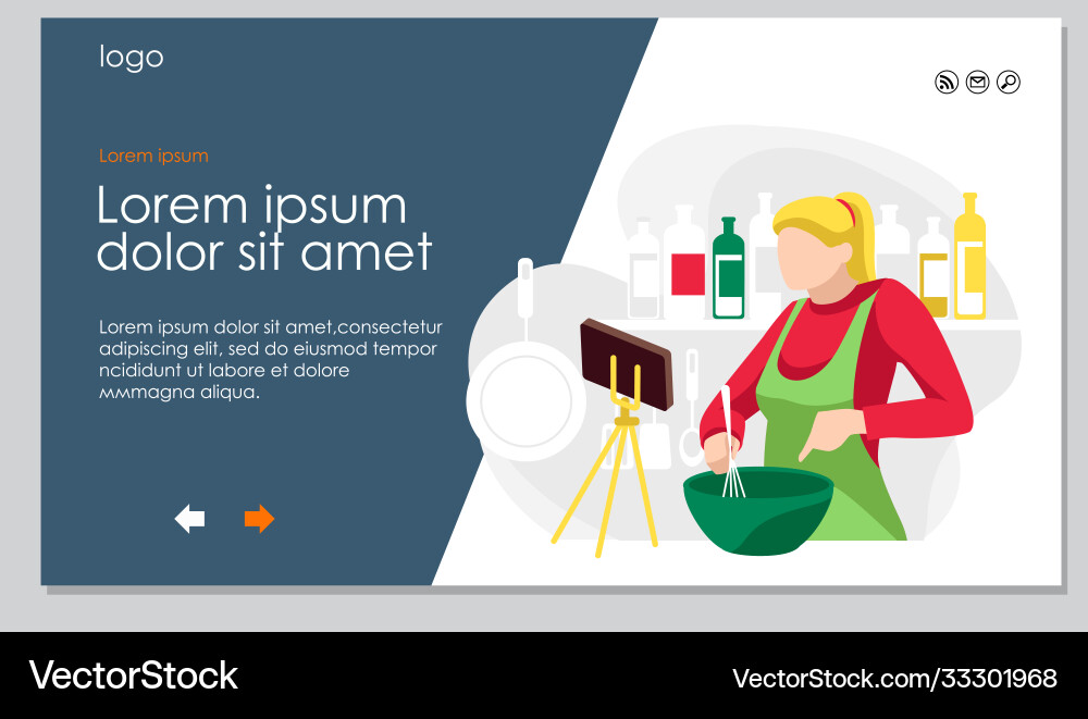 Food vlog landing page template Royalty Free Vector Image