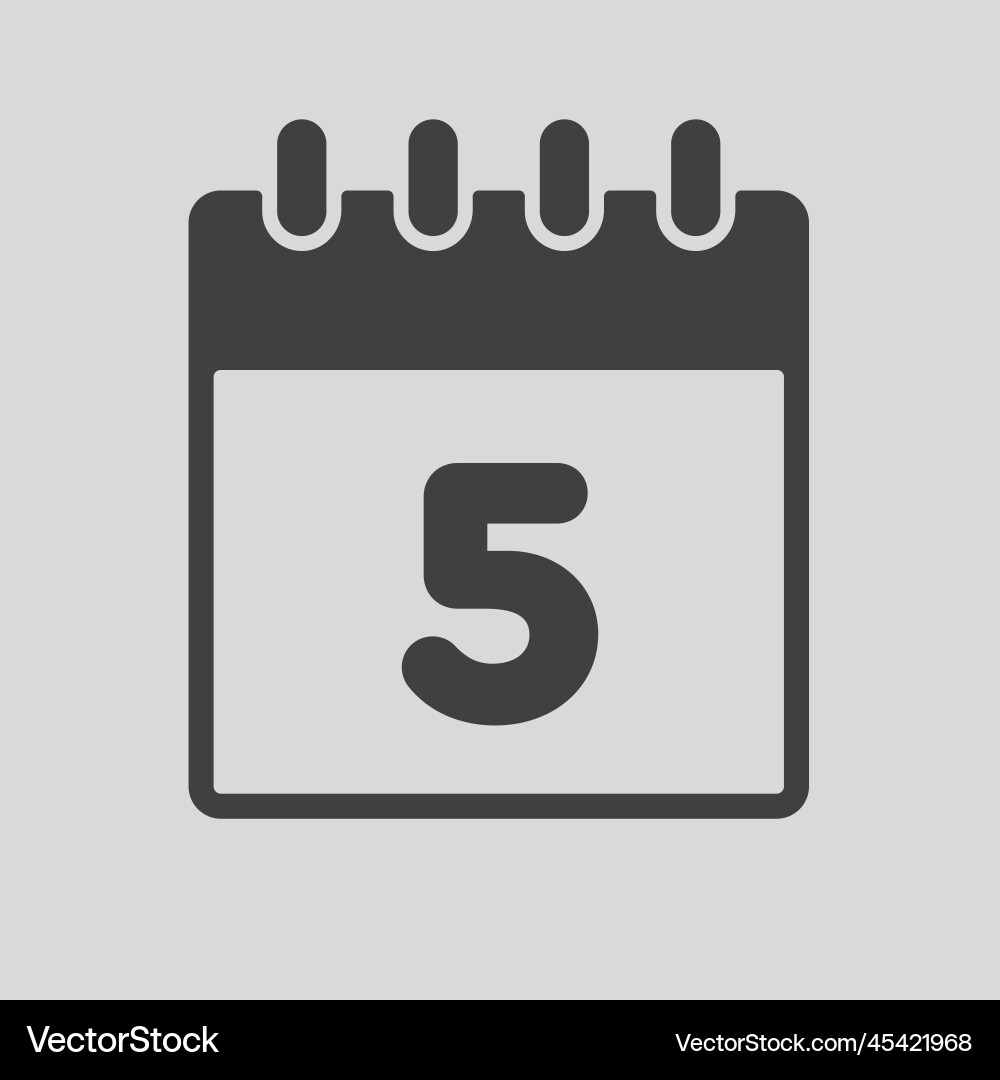 Icon page calendar day - number 5 Royalty Free Vector Image