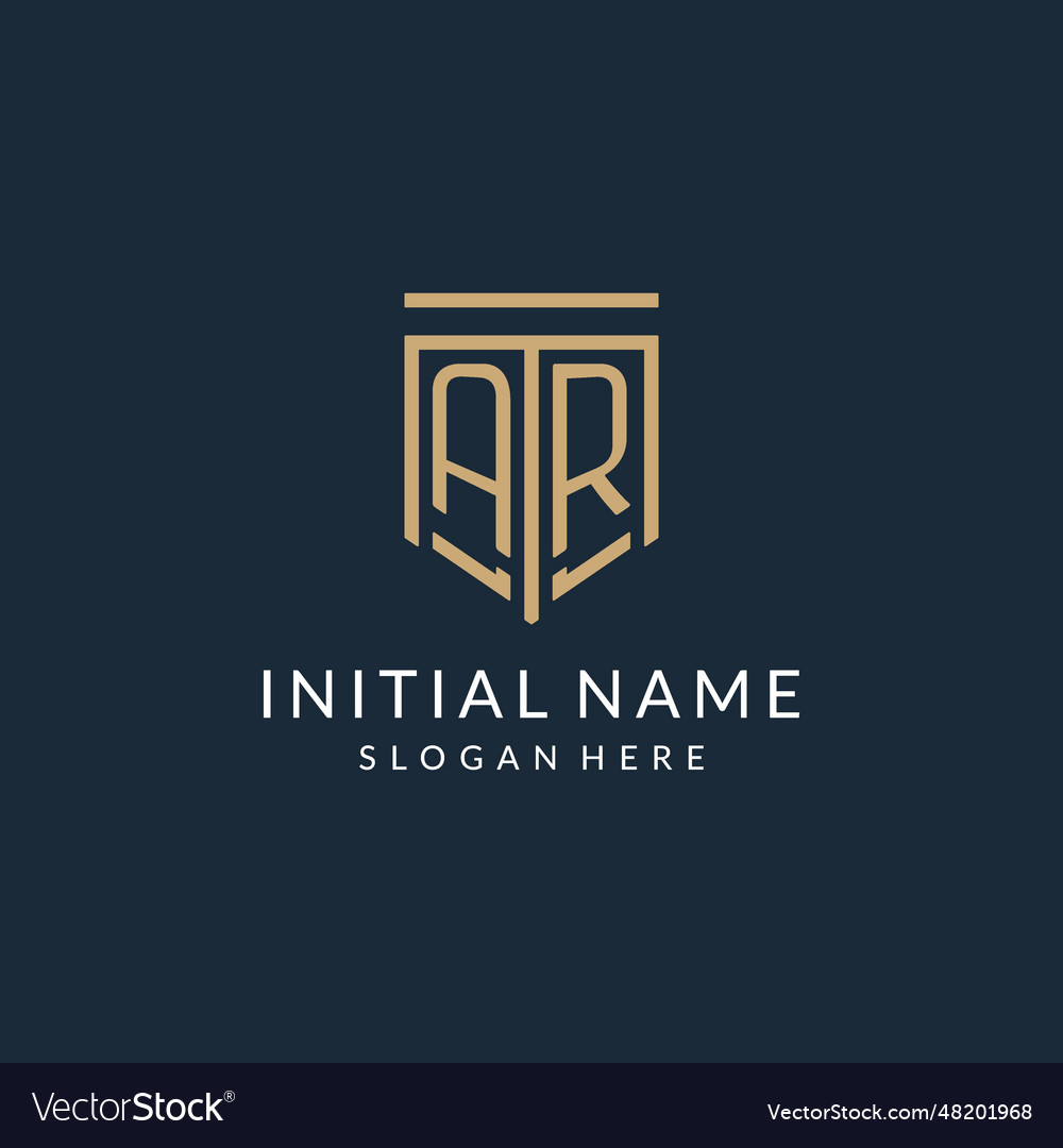 Initial ar shield logo monoline style modern Vector Image
