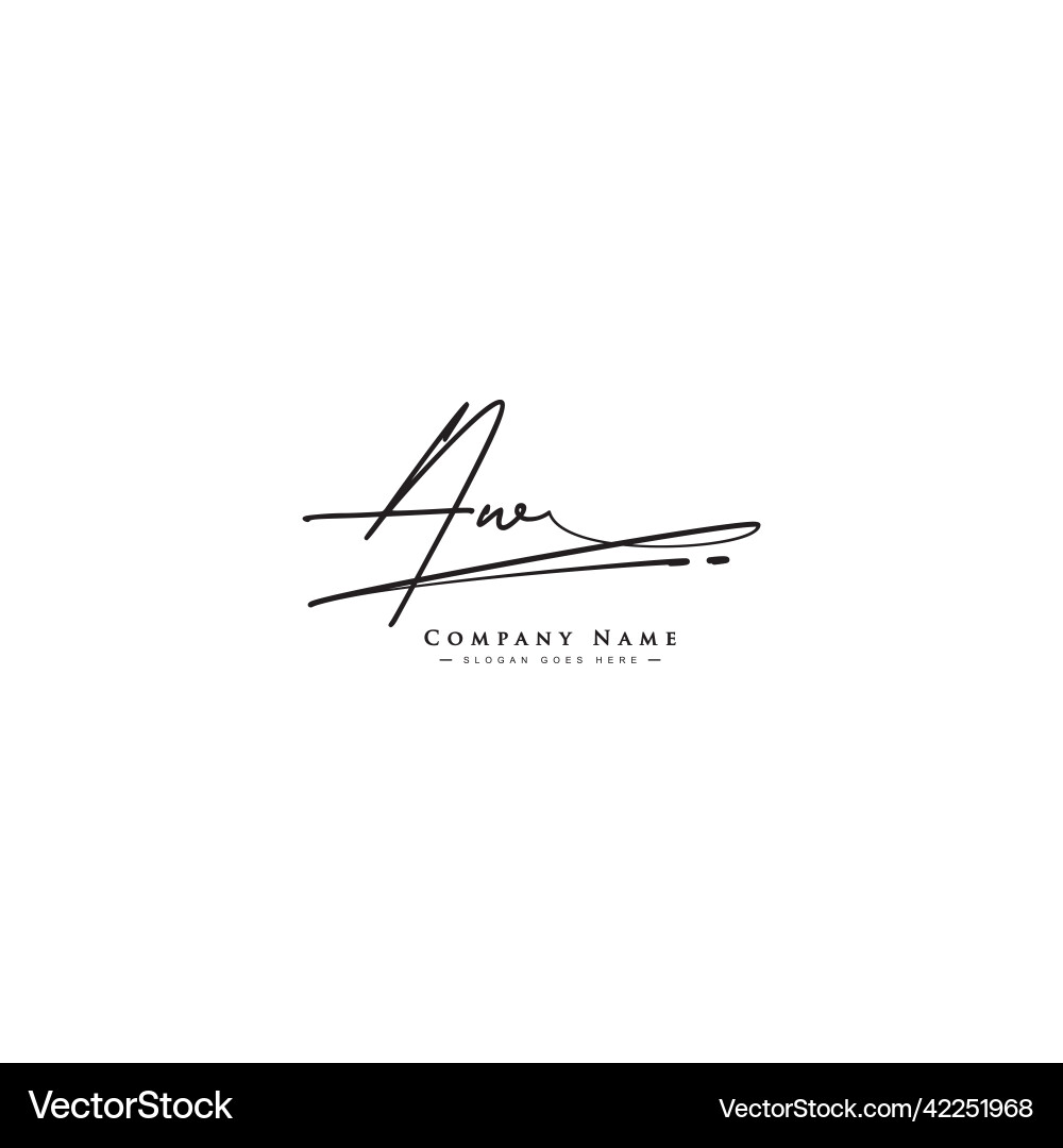 Initial letter aw logo - handwritten signature Vector Image