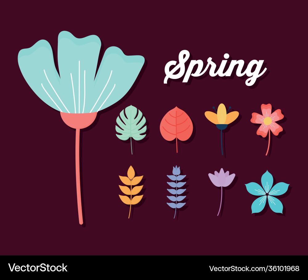 Lyrics spring and set flowers on a crimson Vector Image