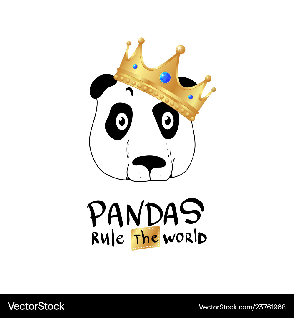 Pandas rule the world slogan print Royalty Free Vector Image