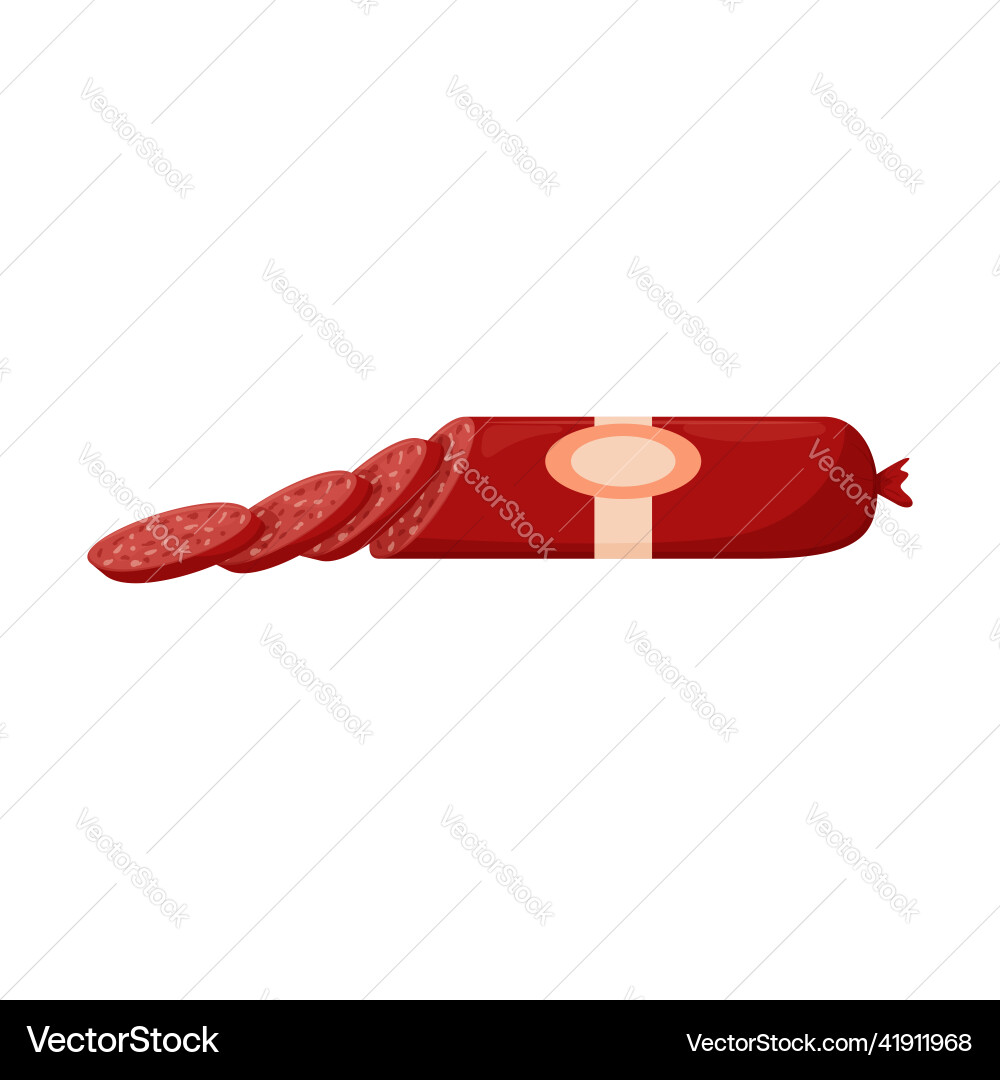 Red smoked sausage slicing Royalty Free Vector Image